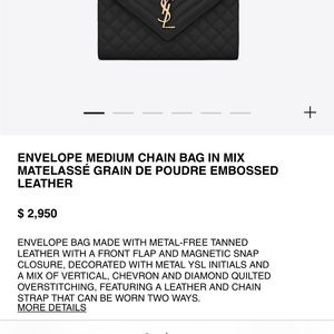 Saint Laurent | Bags | Ysl Envelope Medium Chain Bag Black And Gold ...